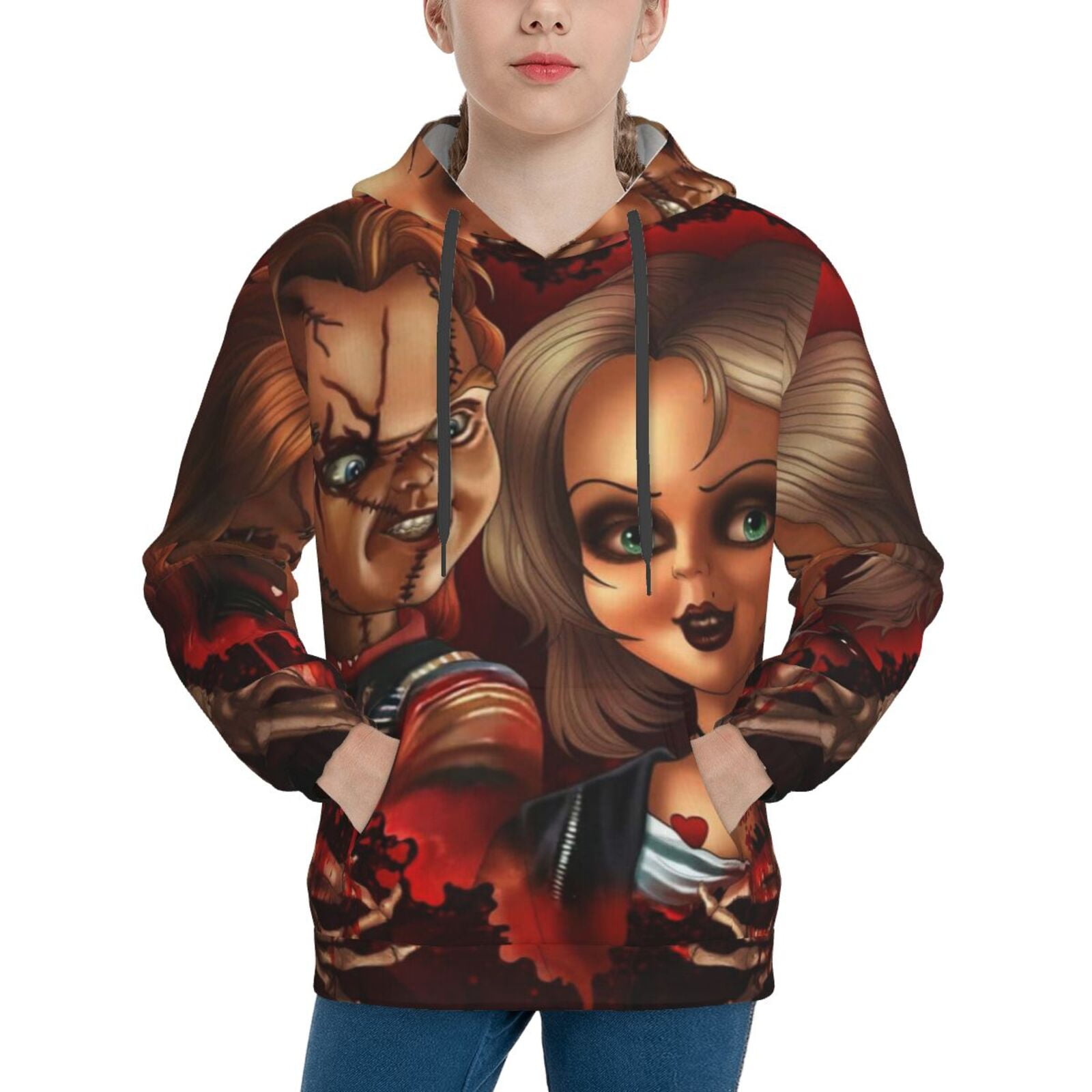 Bride Of Chucky Teens Sweatshirt Winter Warm Jackets Unisex Youth Hoodies Hooded Pullover Hoodie ...