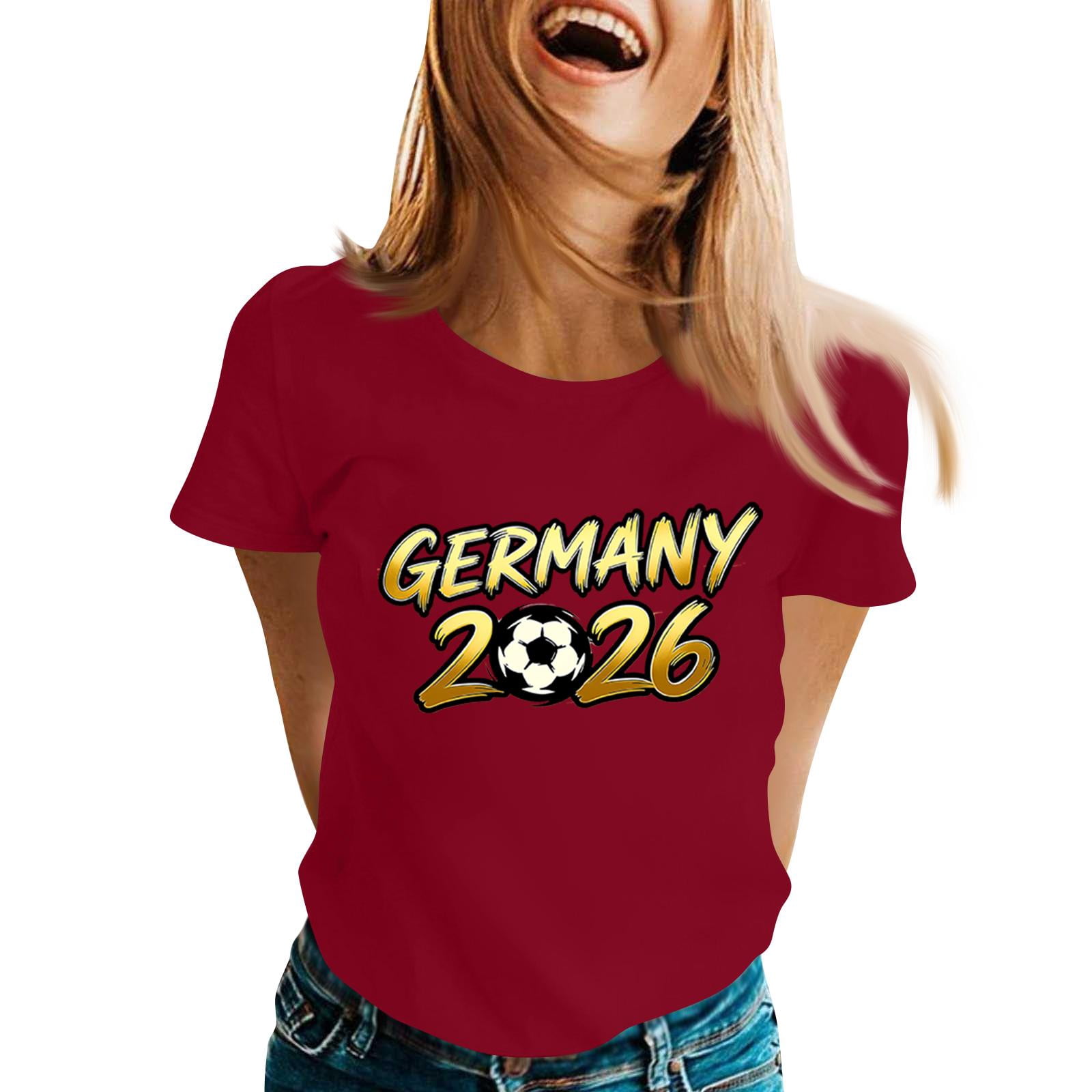 Bride Oversized Shirt for Women Crew Neck Trendy Summer Tops Soccer Cup ...