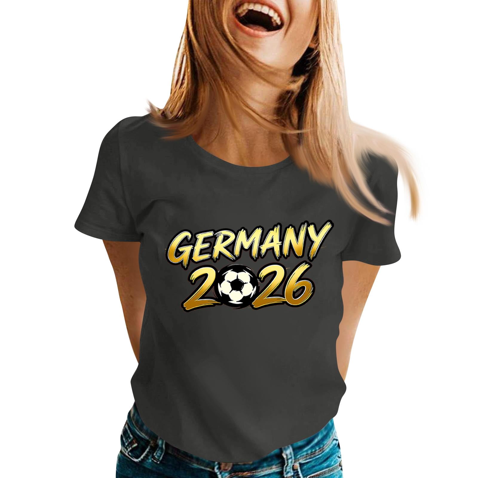 Bride Oversized Shirt for Women Crew Neck Trendy Summer Tops Soccer Cup ...