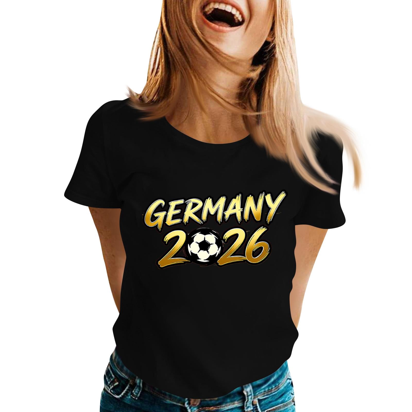 Bride Oversized Shirt for Women Crew Neck Trendy Summer Tops Soccer Cup ...