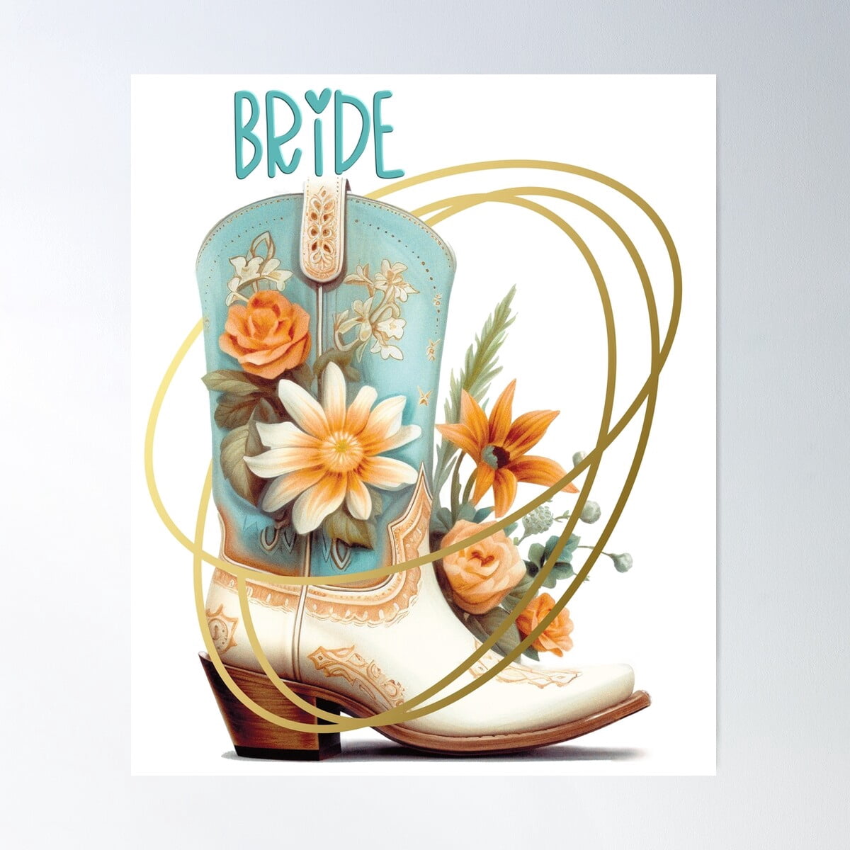 Bride - Petal & Leather Fusion Cowgirl Boot Poster Wall Art, Modern ...