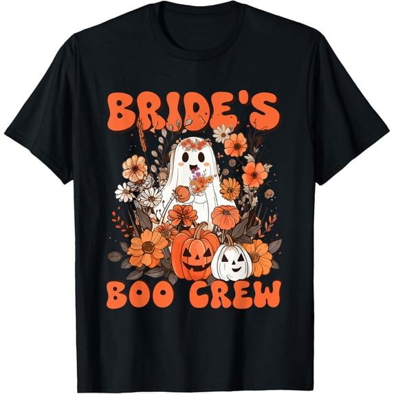 Bride'S Boo Crew Floral Ghost Bachelorette Wedding Halloween T-Shirt ...