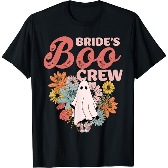 Bride'S Boo Crew Floral Ghost Wedding Bachelorette Halloween T-Shirt ...