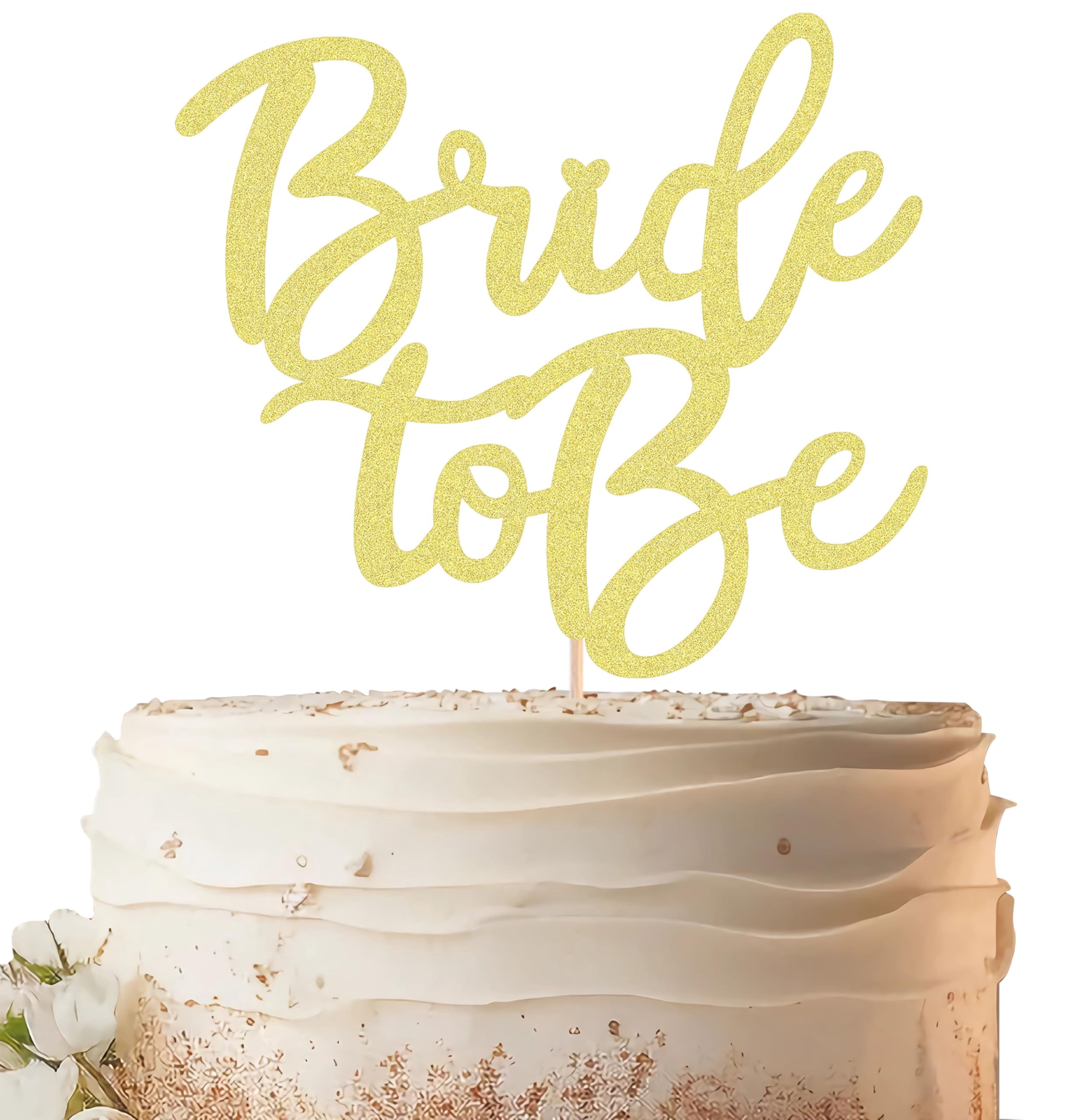 Bride to Be SCH4 Cake Topper - Gold Glitter Bridal Shower Cake ...
