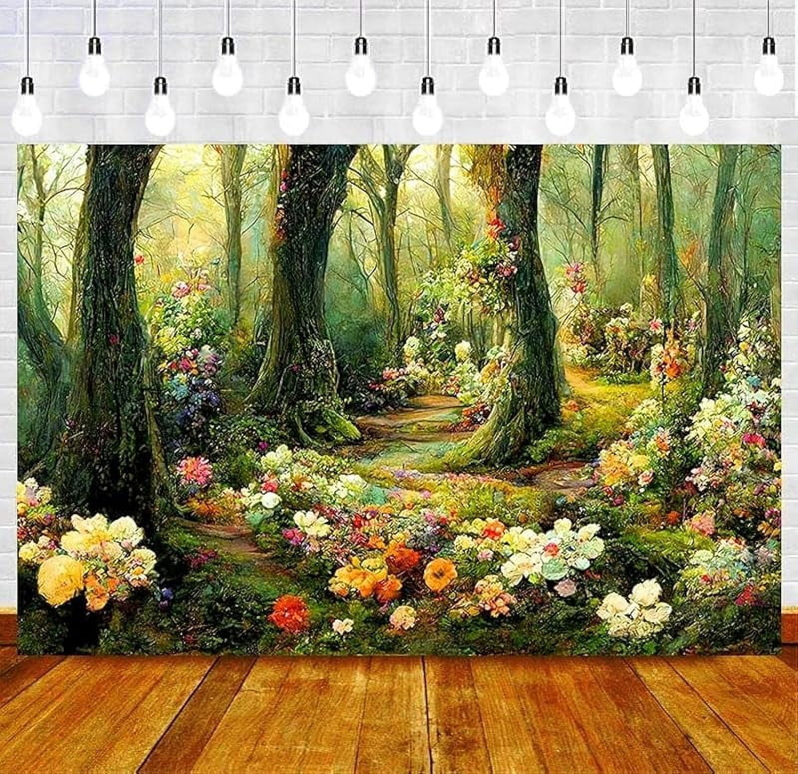 Bride Shower Backdrop Fantasy Fairyland Plant Garden Flowers Banner ...