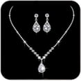 Bride Silver Bridal Necklace Earrings Set Crystal Wedding Jewelry Set ...