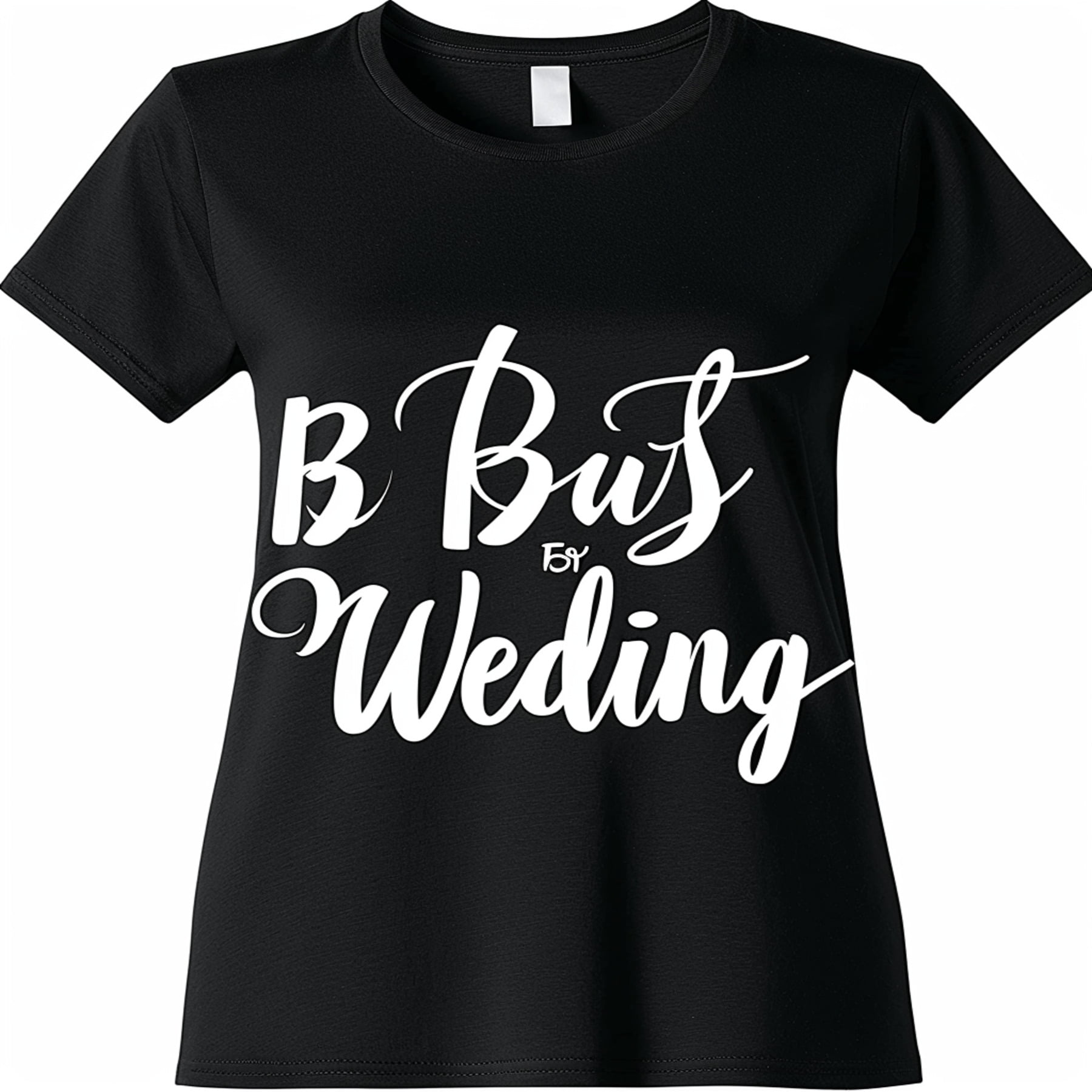 Bride Squad Black TShirt Design: Elegant 'B bw Wedding' Calligraphy ...