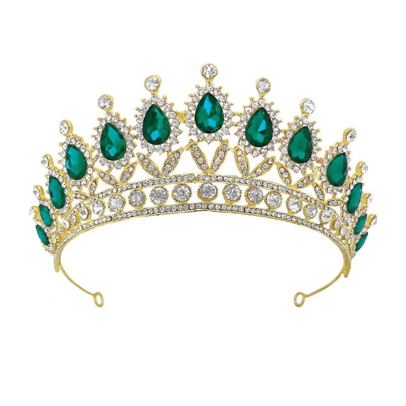 Bride Teardrop Wedding Crown Tiara Gold Princess Queen Headband Fashion ...