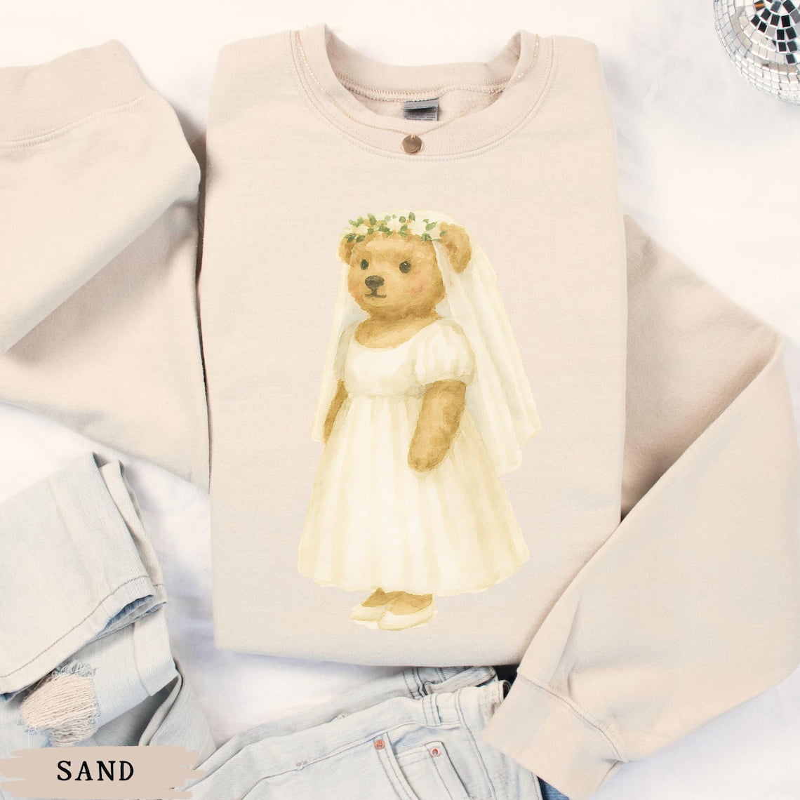 Bride Teddy Bear Wedding Sweatshirt, Preppy Mrs Engaged Getting Ready ...