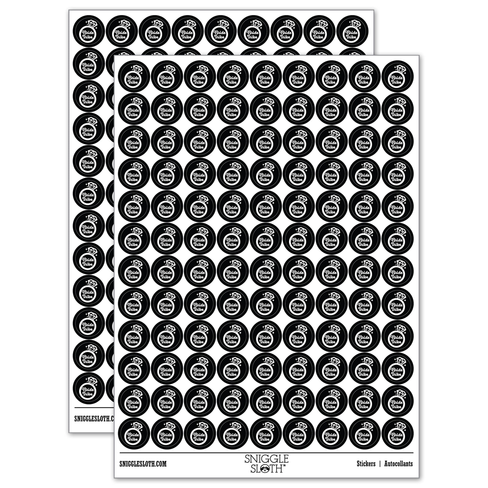 Bride Tribe Engagement Ring Wedding 200+ Round Stickers - Black - Matte ...