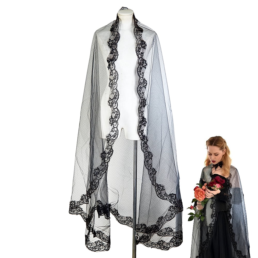 Bride Veil Wedding Lace Veil with Applique Edge Soft Tulle Bridal Veils ...