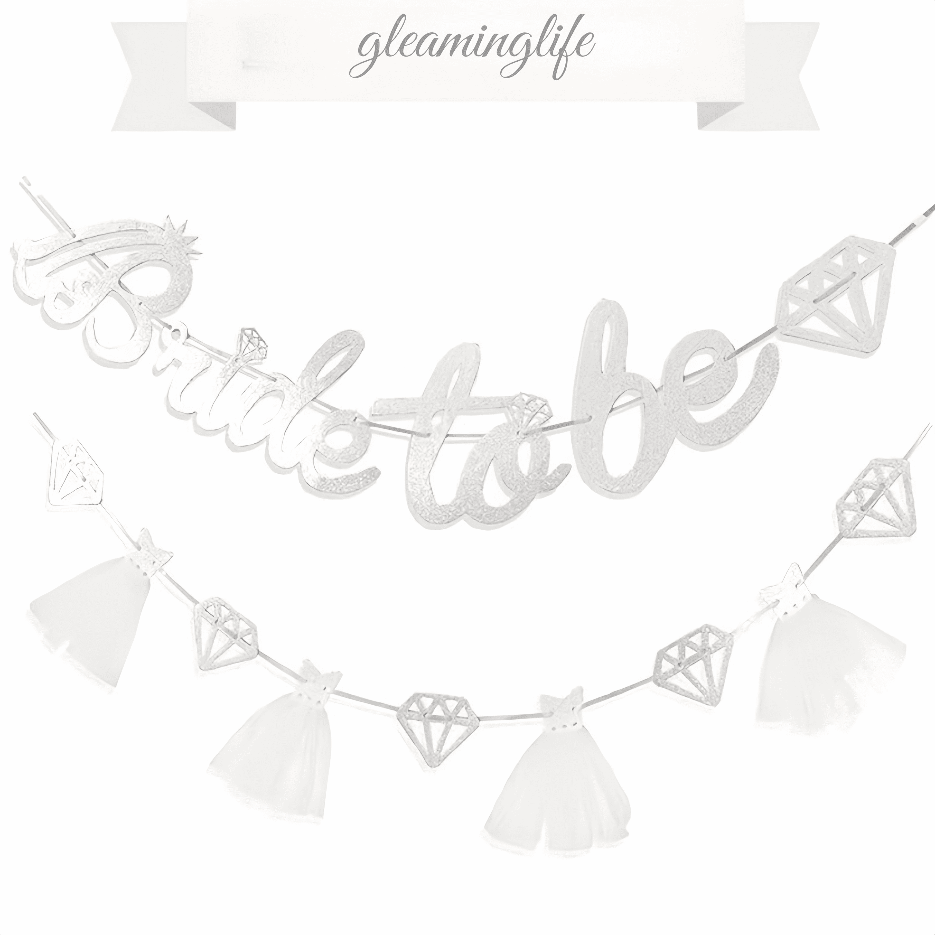 Bride To Be Wedding Dress Glitter Flag Set For Wedding Party ...
