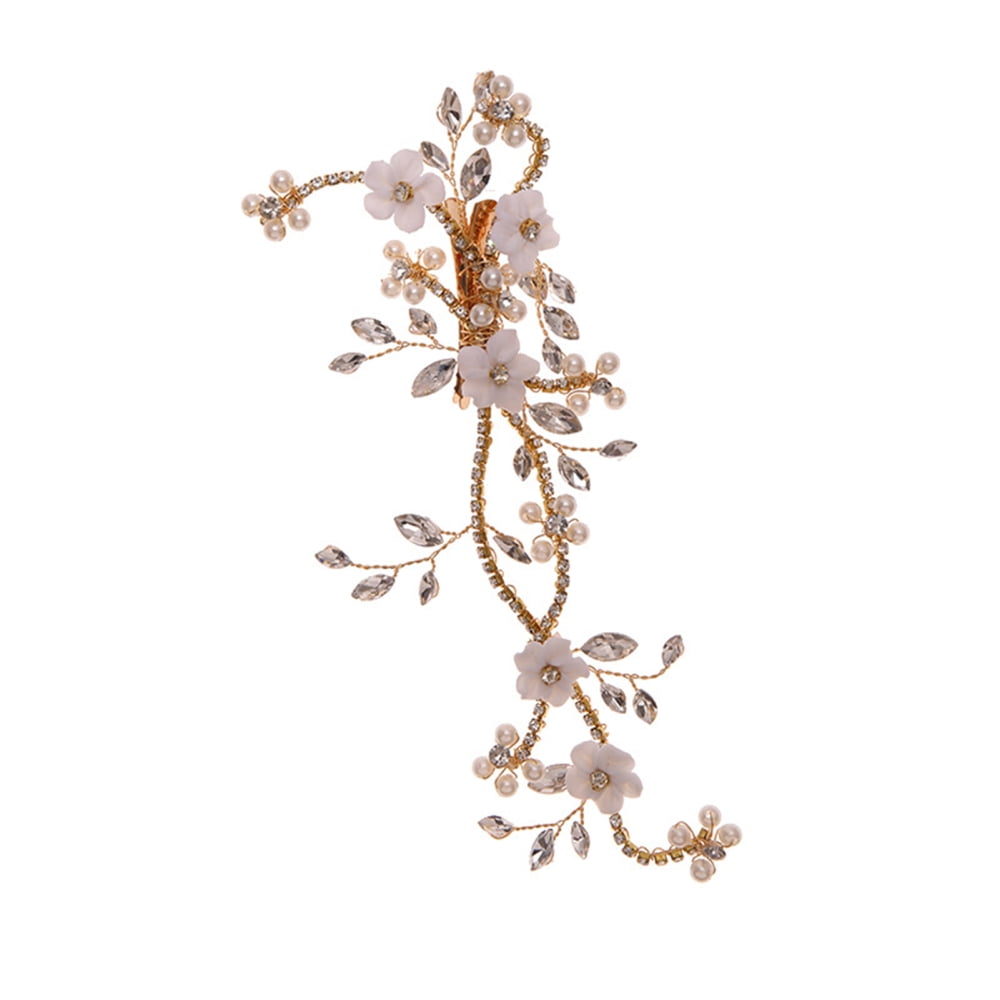 Bride Wedding Flower Hair Comb Pearl Hair Jewelry Headpieces Pearl Side ...