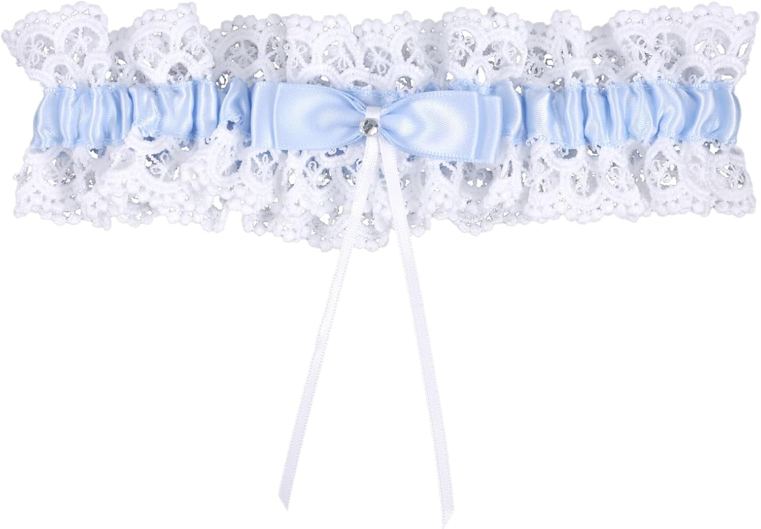Bride Wedding Garter, Bow Blue Lace Stretchable Leg Garter Elegant ...