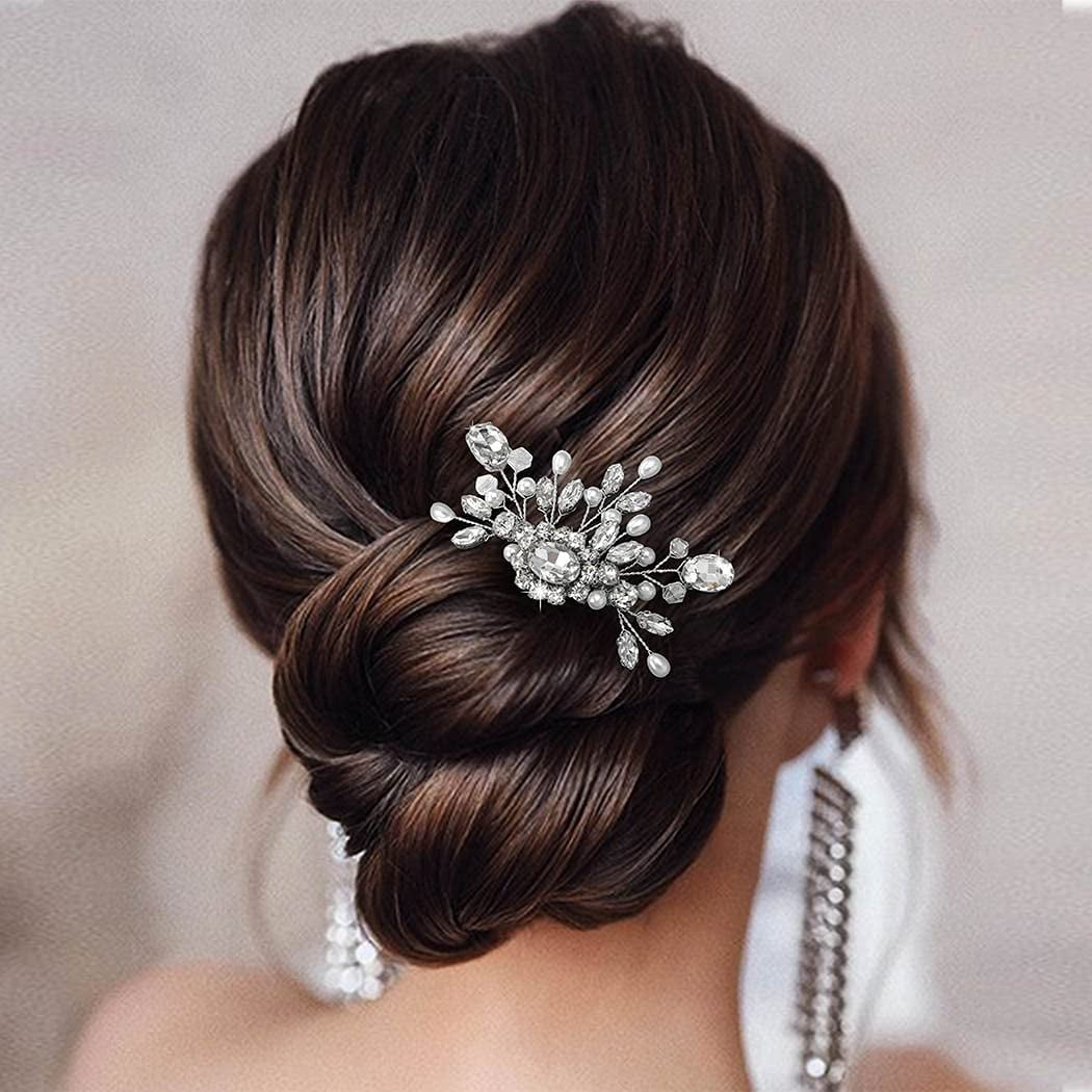 Bride Wedding Hair Comb Silver Rhinestone Bridal Hair Pieces Crystal ...