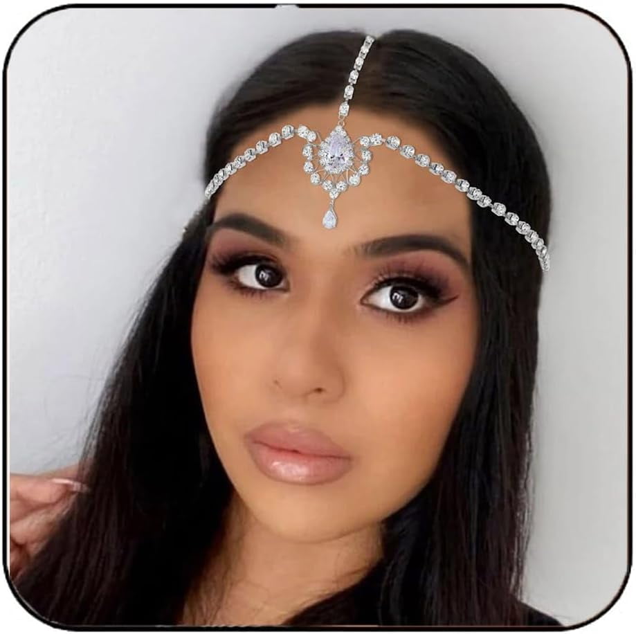 Bride Wedding Head Chain Jewelry Crystal Hair Chains Boho Headpiece ...