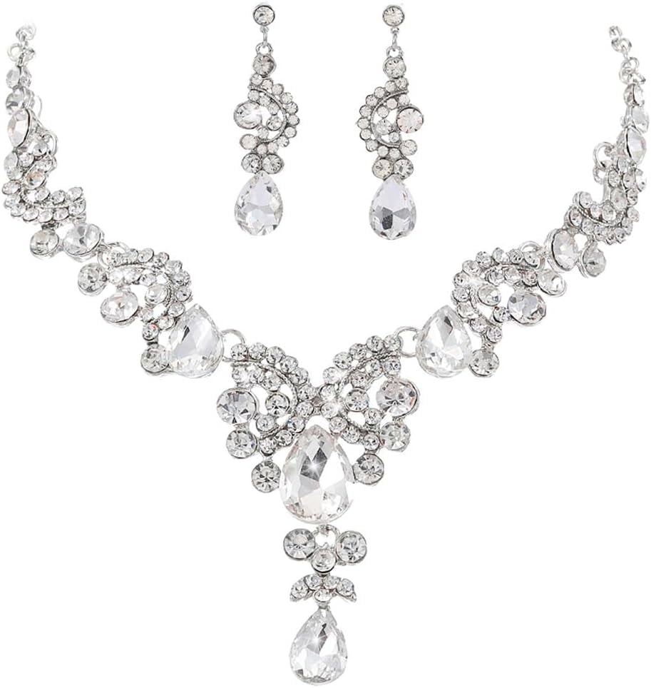Bride Wedding Jewelry Sets Crystal Bridal Necklace Earrings Set ...