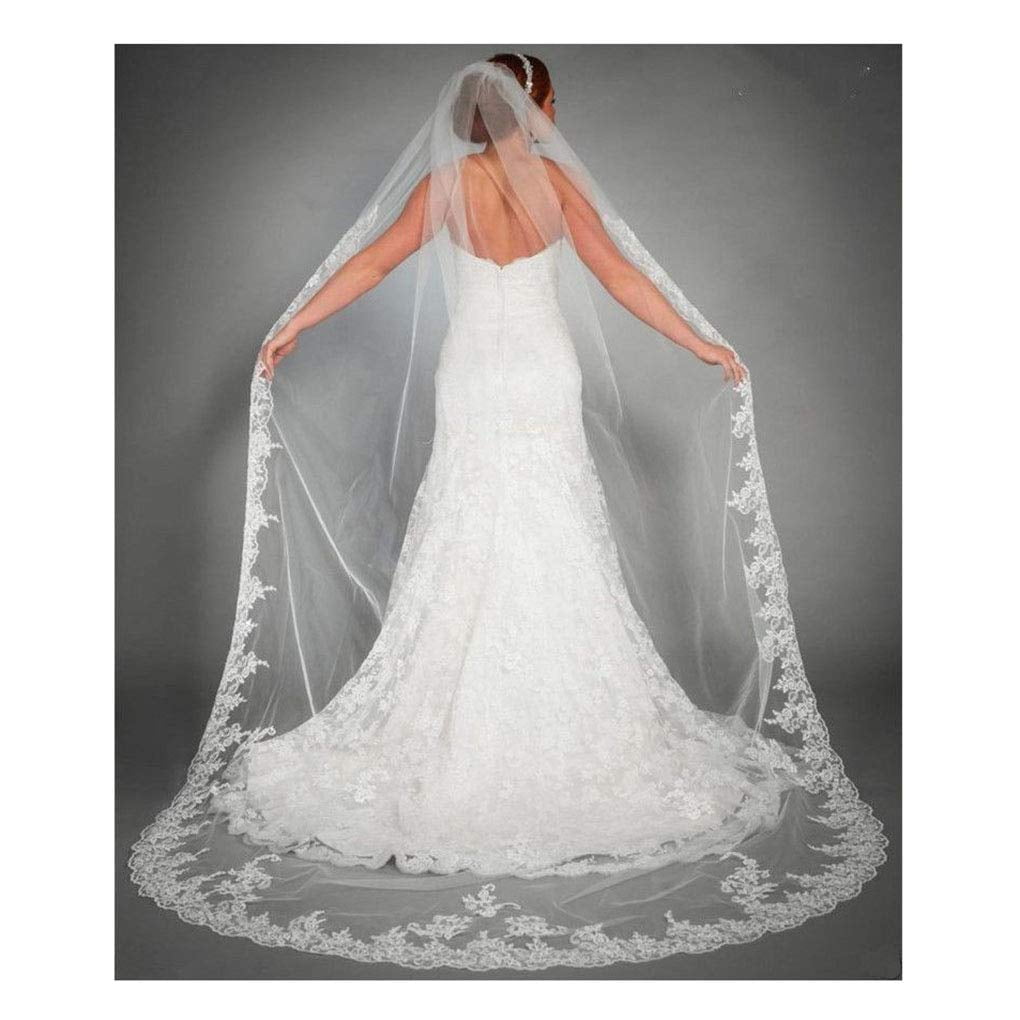 Bride Wedding Lace Veils Long Cathedral Veil Soft Tulle Bridal Veils ...