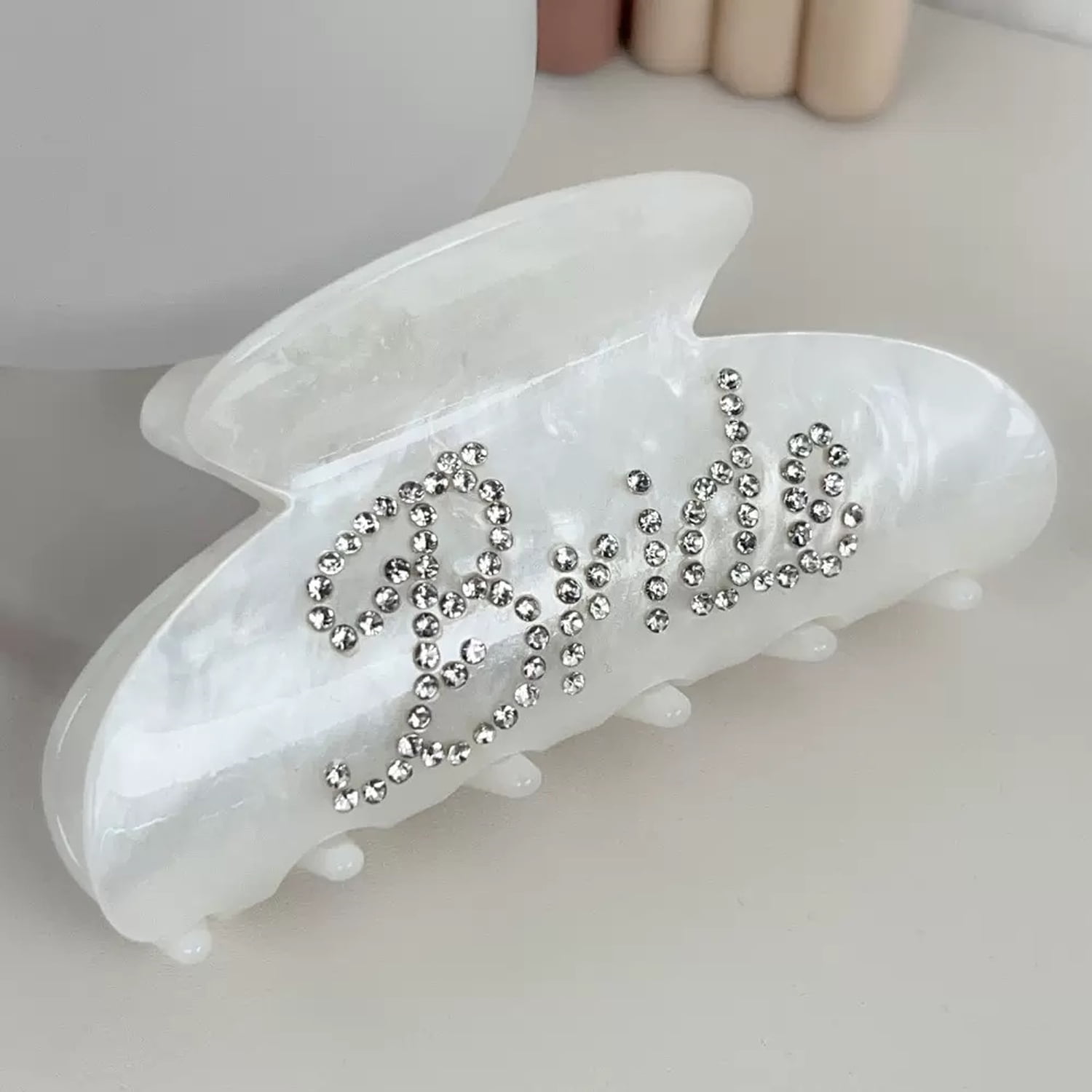 Bride White Rhinestone Acrylic Hair Clips - Wedding Bachelorette Party ...