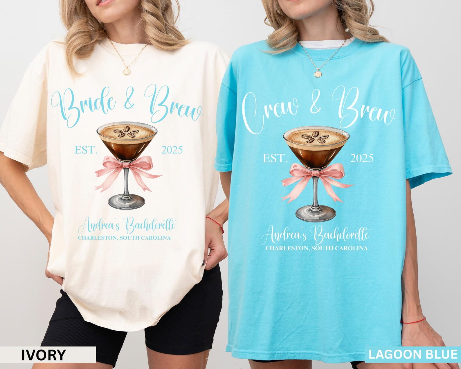 Bride and Brew Bachelorette Shirt for Coffee Party, Name and Year Tee ...