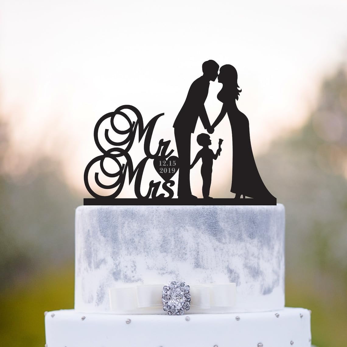 Bride and groom cake topper,baby boy cake topper,family topper,heart ...