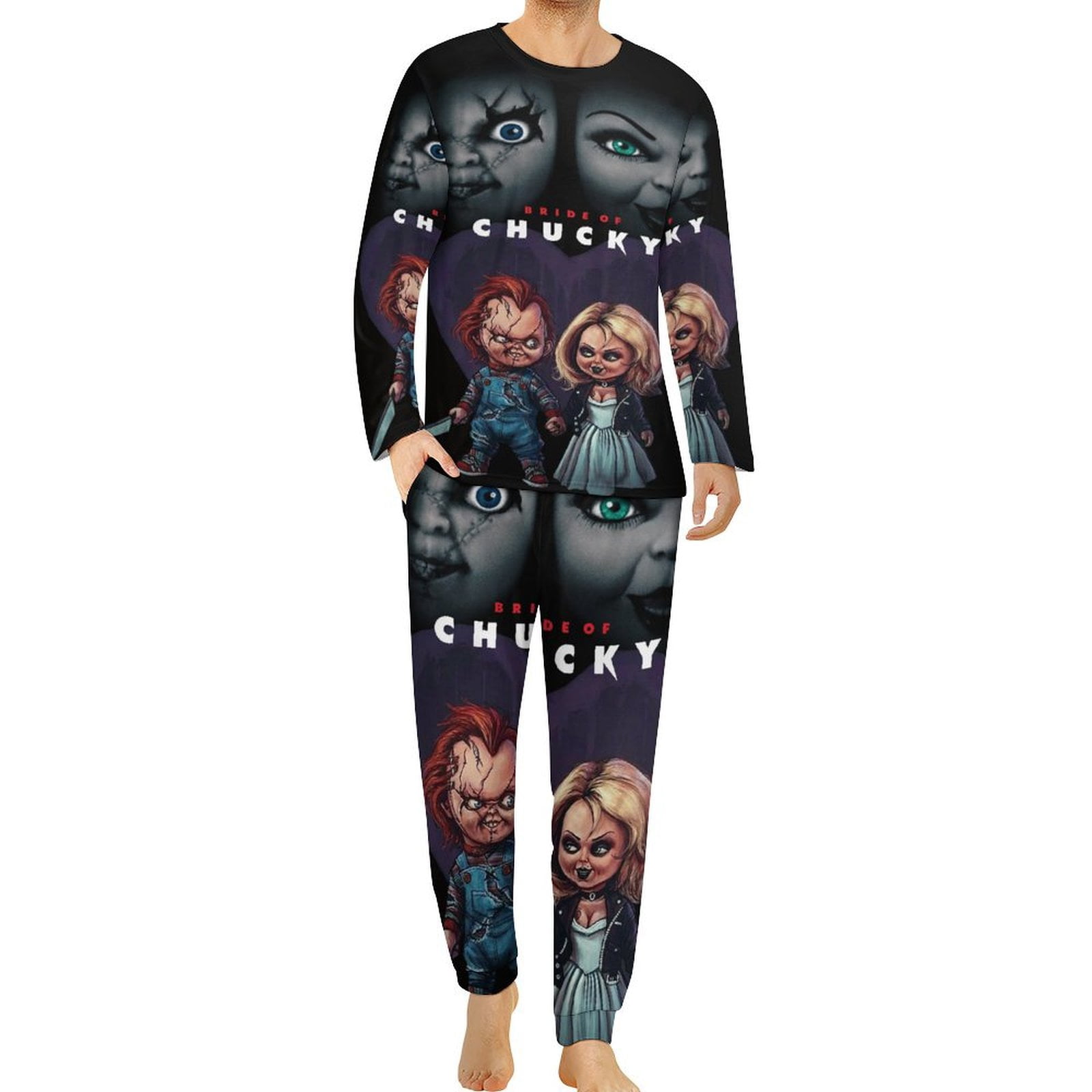 Bride of Chucky Adult Pajama Suit Long Sleeve Sleepwear Top And Pants ...