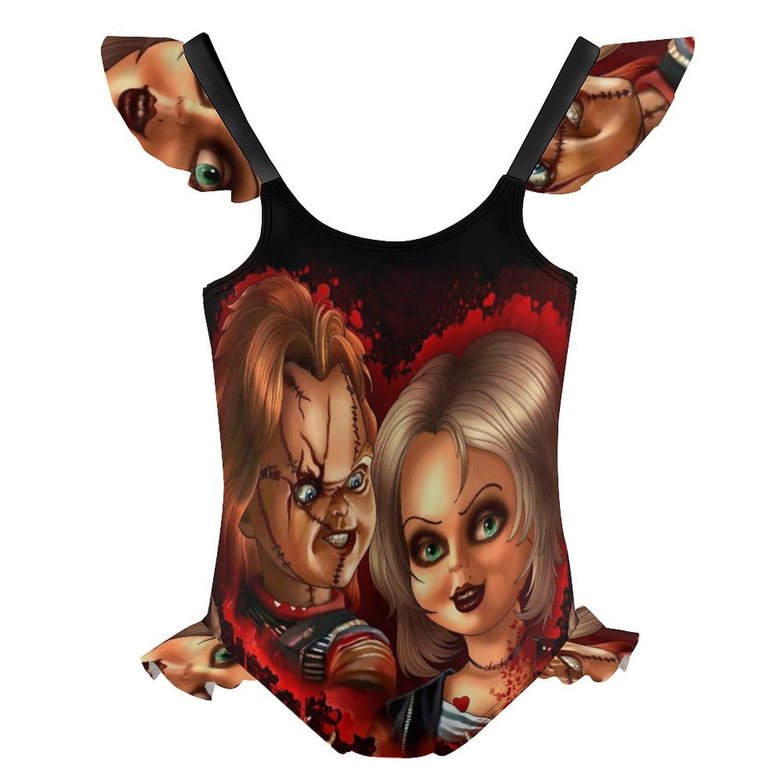 Bride of Chucky And Tiffany One Piece Swimwear Flutter Sleeve Swimsuits ...