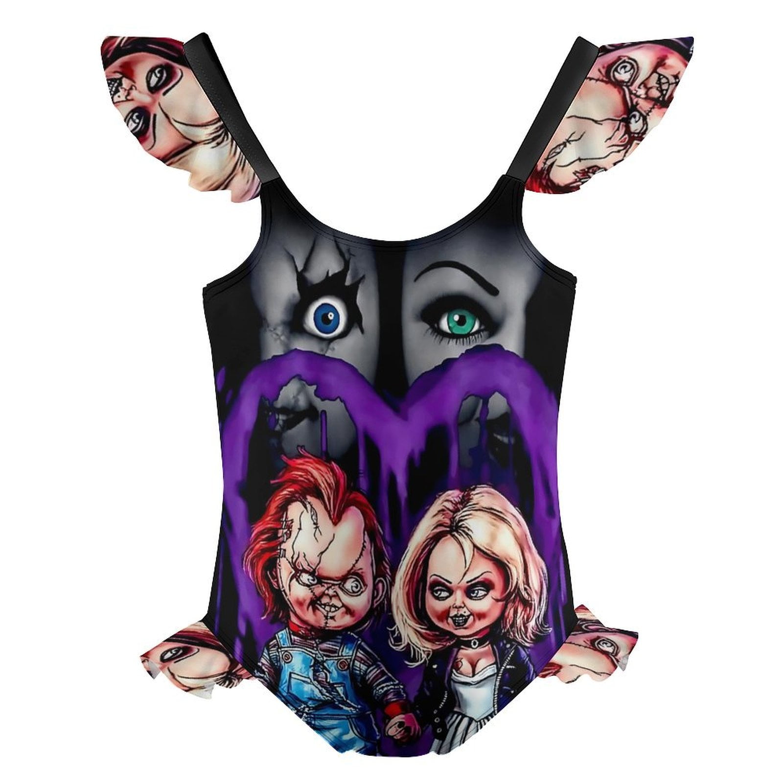 Bride of Chucky And Tiffany One Piece Swimwear Flutter Sleeve Swimsuits ...