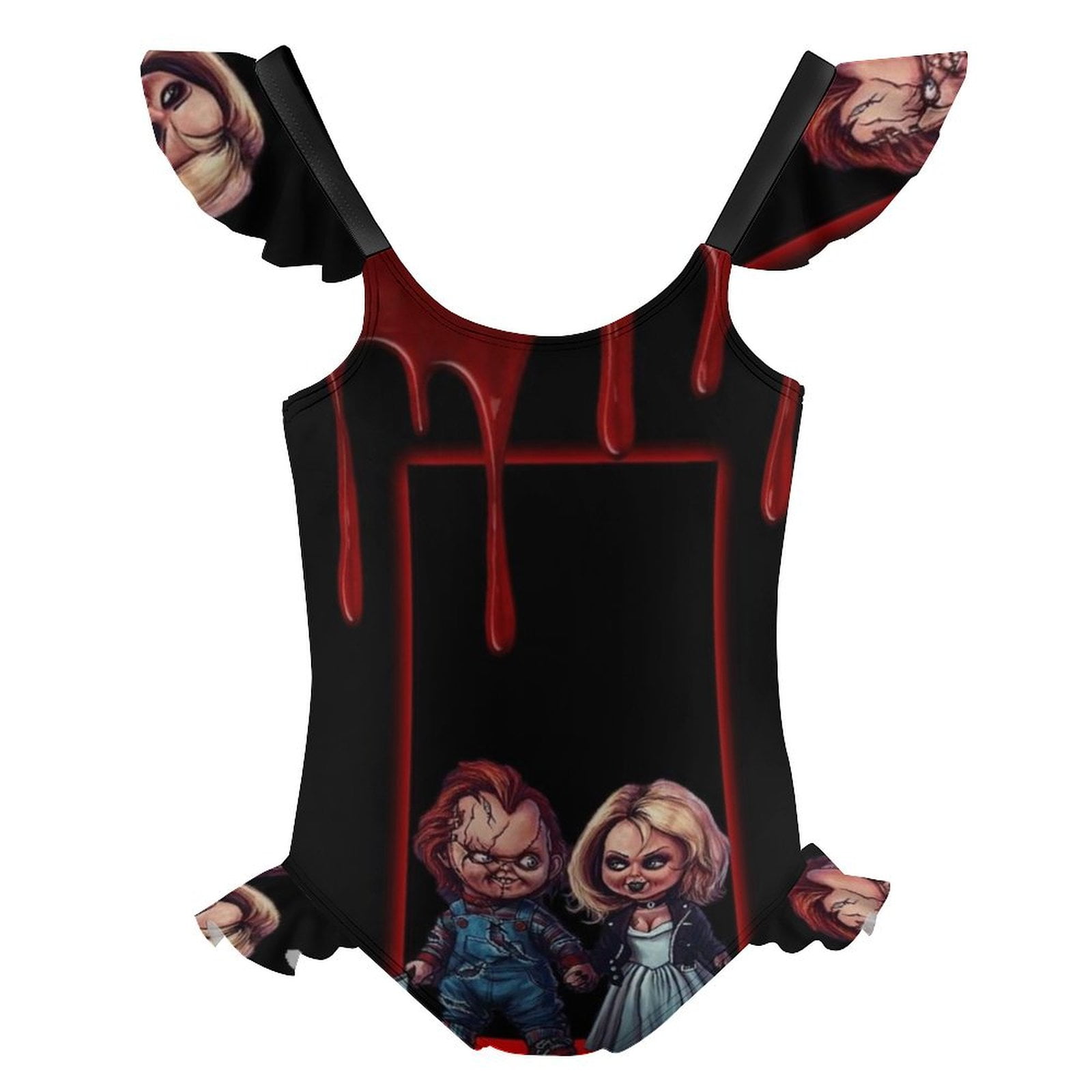 Bride of Chucky And Tiffany One Piece Swimwear Flutter Sleeve Swimsuits ...