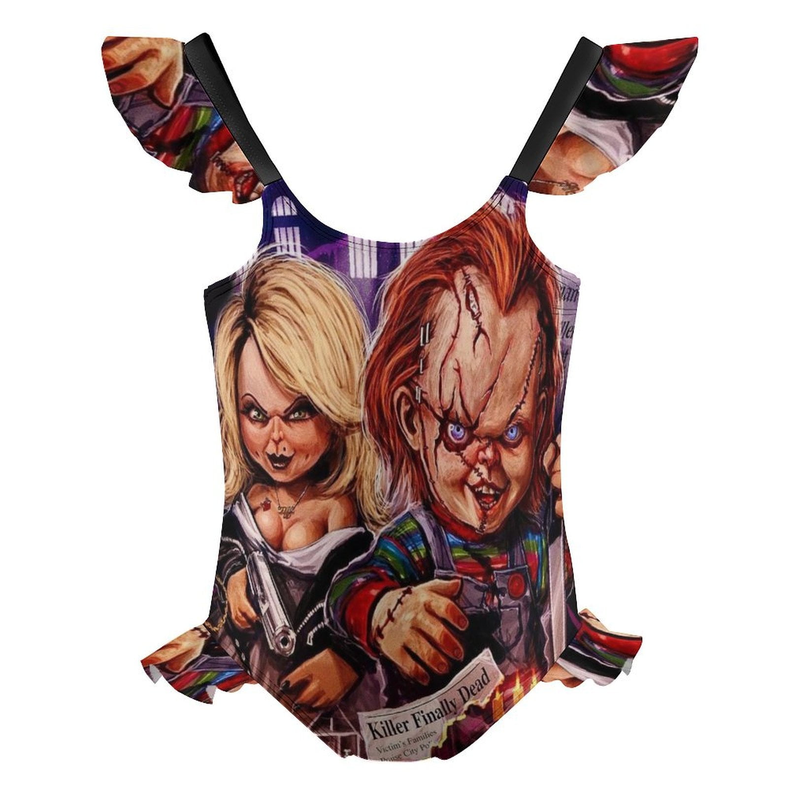 Bride of Chucky And Tiffany One Piece Swimwear Flutter Sleeve Swimsuits ...