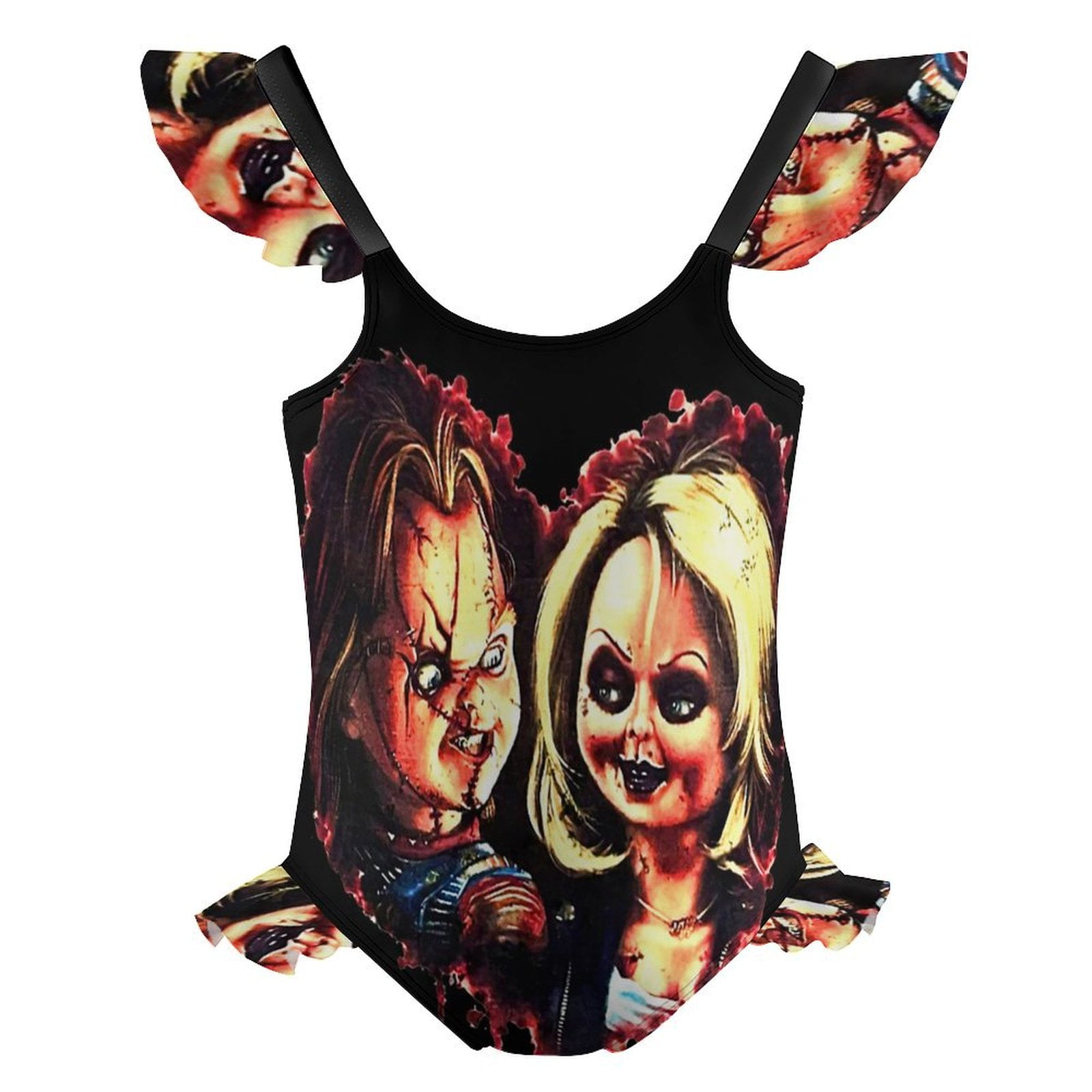 Bride of Chucky And Tiffany One Piece Swimwear Flutter Sleeve Swimsuits ...