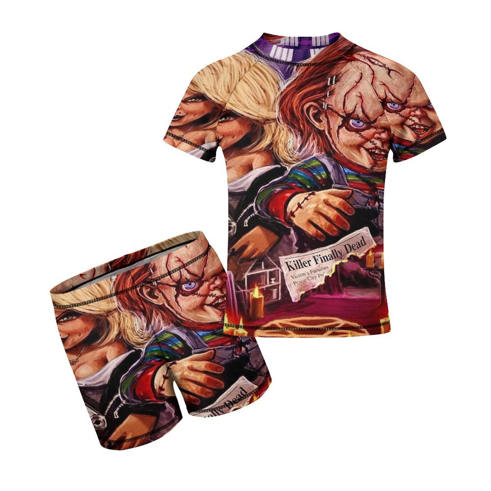 Bride of Chucky And Tiffany Summer Swimwear For Boys 2PCS Rash Guard ...