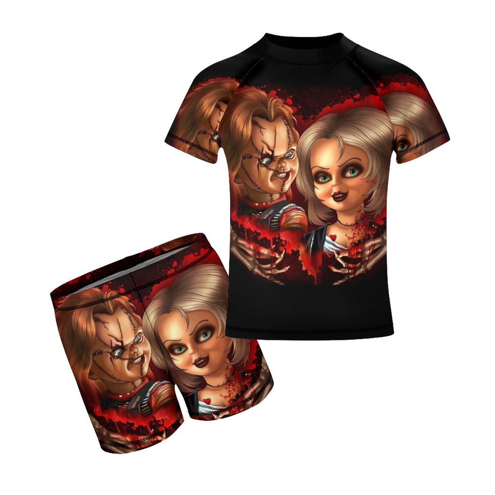 Bride of Chucky And Tiffany Summer Swimwear For Boys 2PCS Rash Guard ...