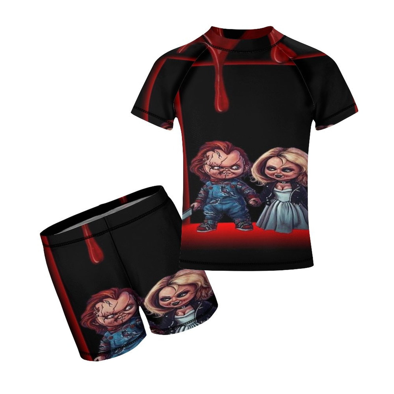 Bride of Chucky And Tiffany Summer Swimwear For Boys 2PCS Rash Guard ...