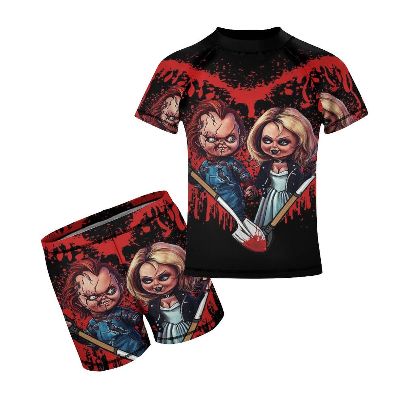 Bride of Chucky And Tiffany Summer Swimwear For Boys 2PCS Rash Guard ...