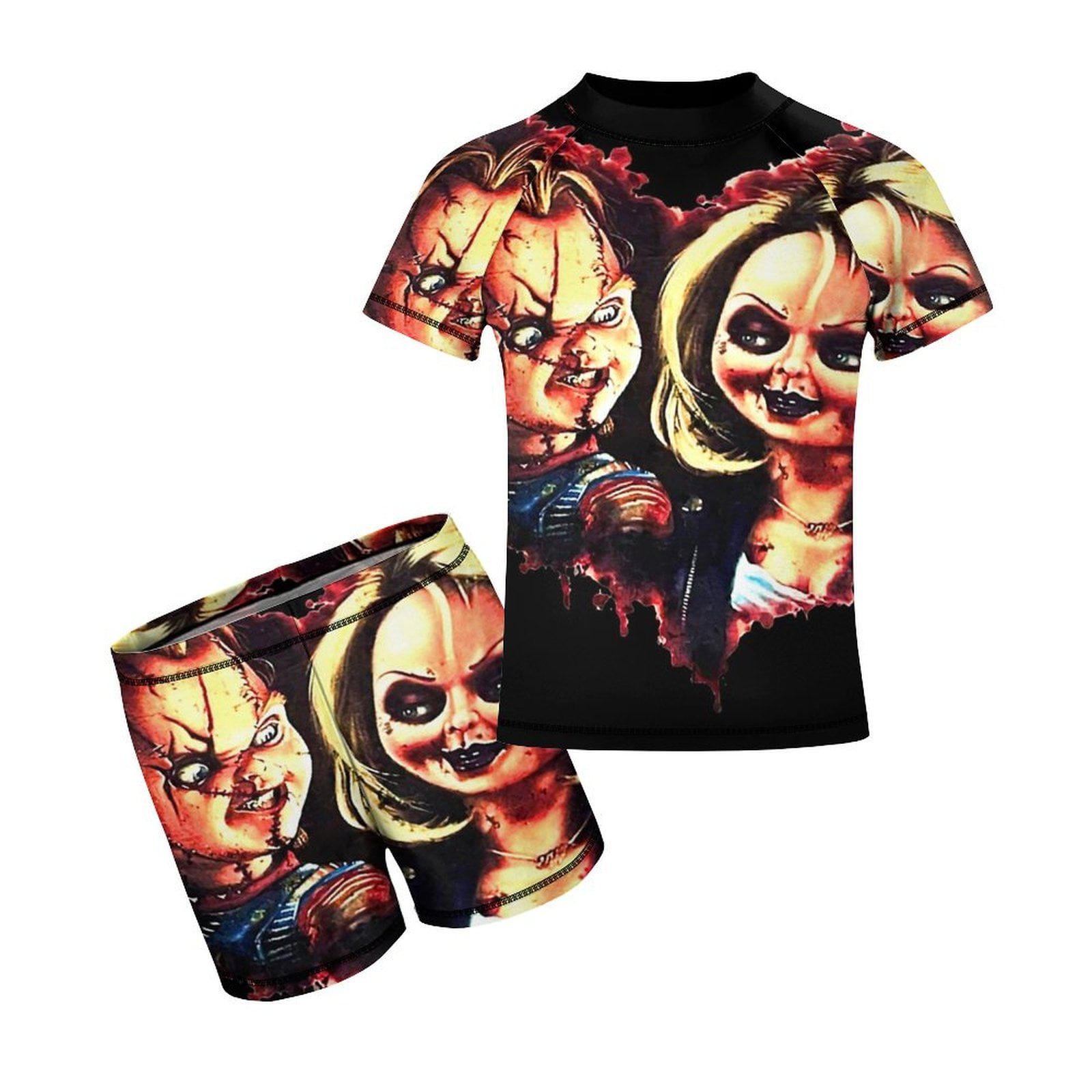 Bride of Chucky And Tiffany Summer Swimwear For Boys 2PCS Rash Guard ...