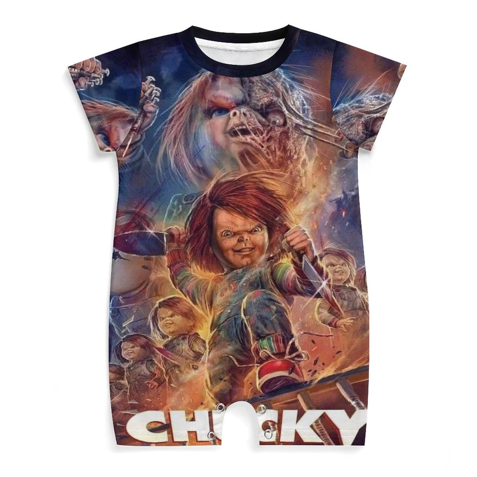 Bride of Chucky Baby Neutral Oversized T Shirt Romper Shorts Jumpsuit ...
