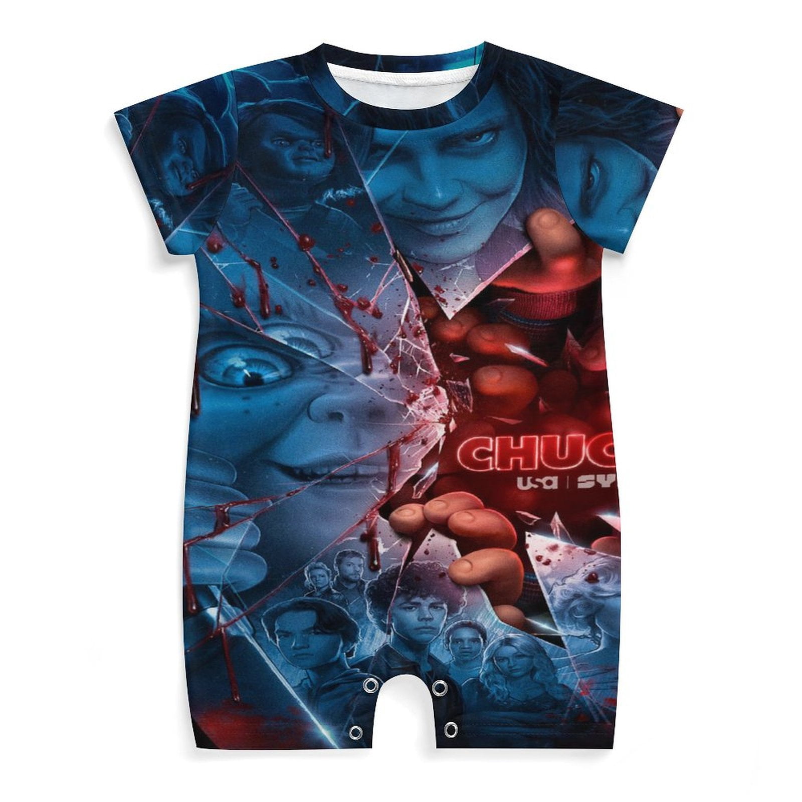 Bride of Chucky Baby Neutral Oversized T Shirt Romper Shorts Jumpsuit ...