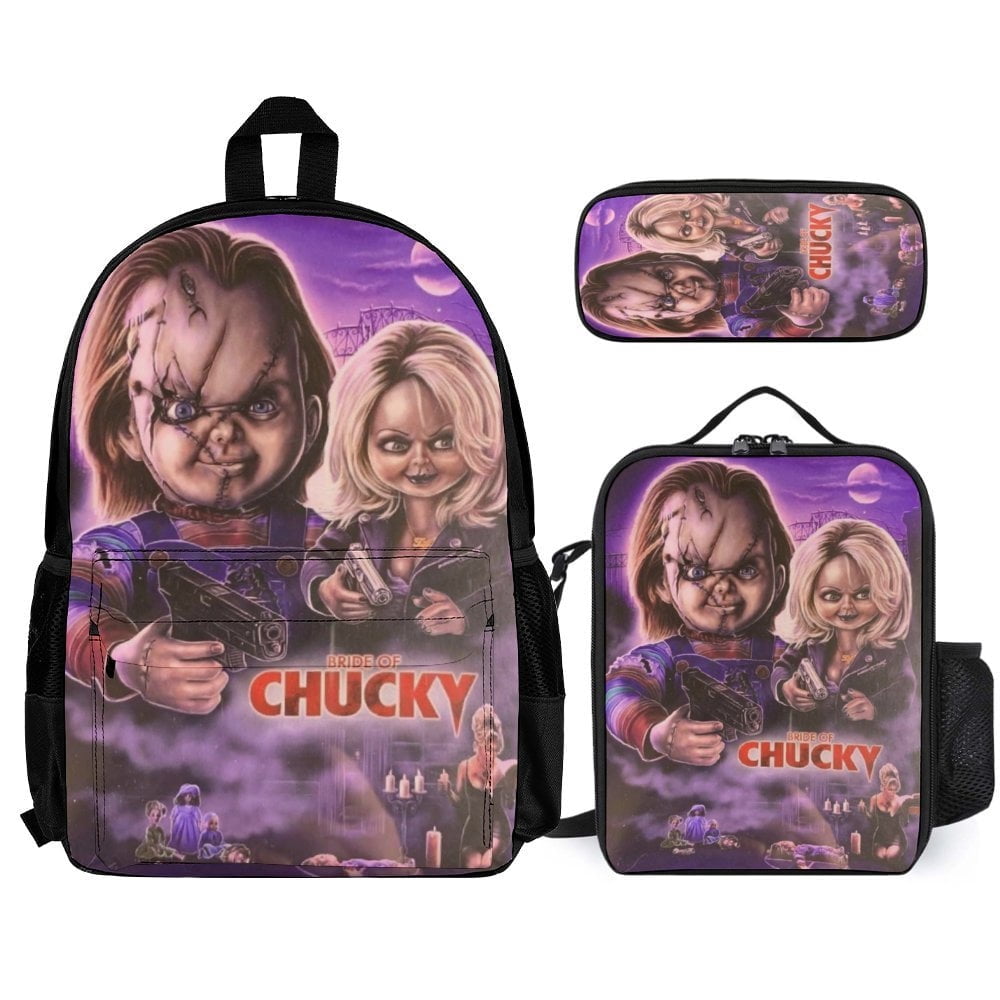 Bride of Chucky Backpacks 3 Piece Set Bookbag with Lunch Bag And Pencil ...