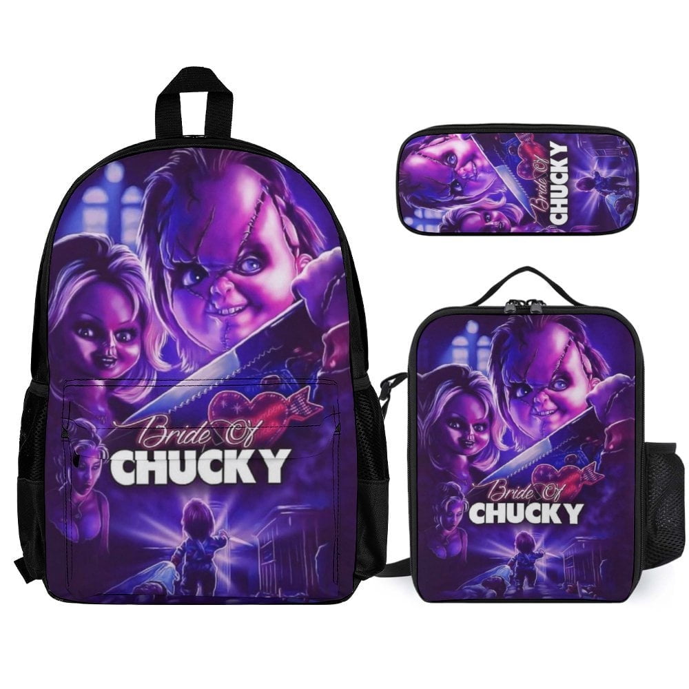 Bride of Chucky Backpacks 3 Piece Set Bookbag with Lunch Bag And Pencil ...