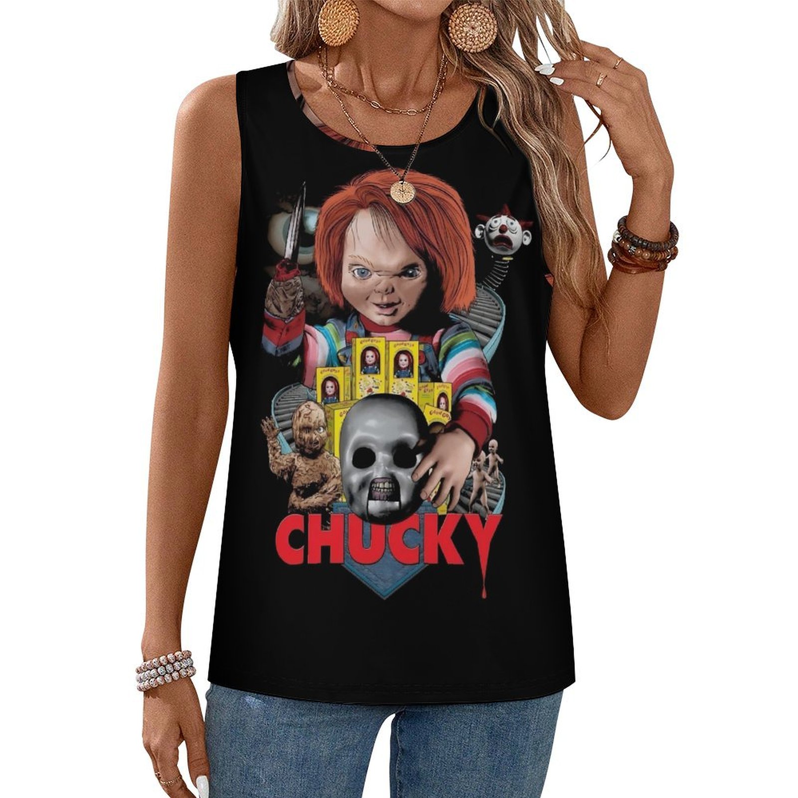 Bride of Chucky Cartoon Women's Sports Tank Top Sleeveless Top M ...