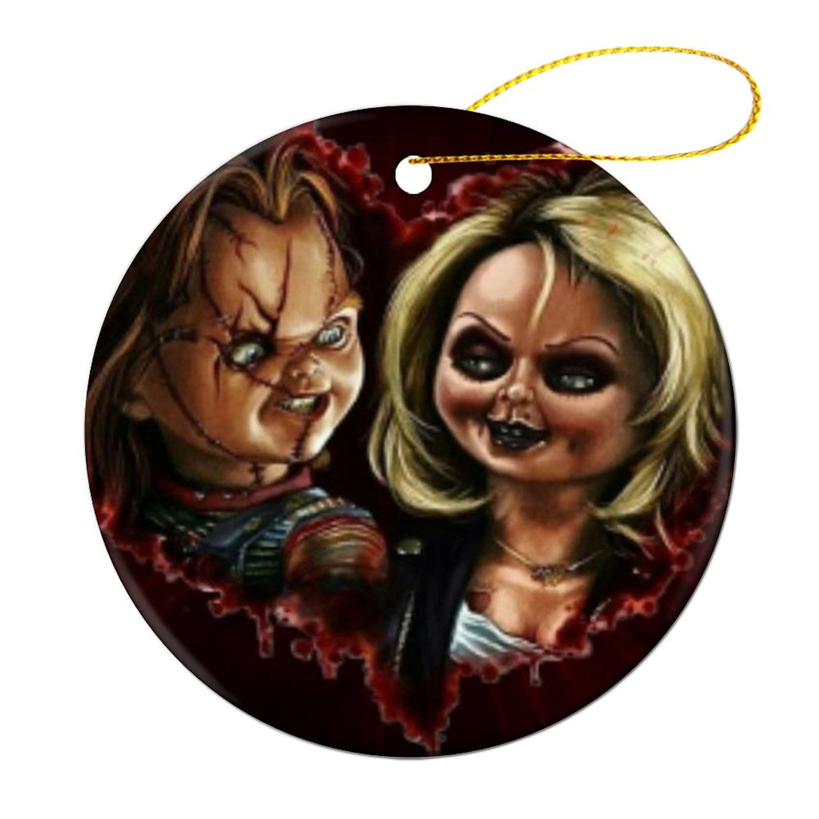 Bride of Chucky Ceramic Christmas Tree Ornaments Round Souvenir X-Mas ...