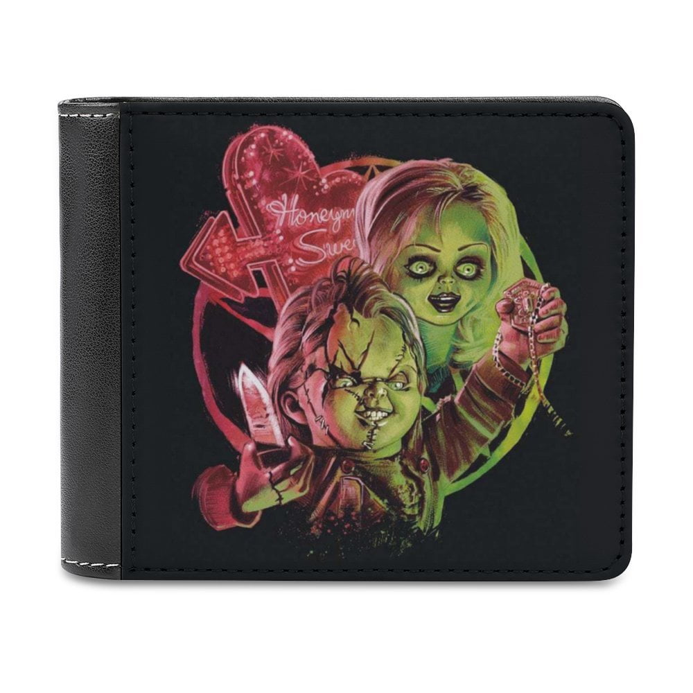 Bride of Chucky Leather Wallet for Men Women Two Fold Purse Slim Cash ...