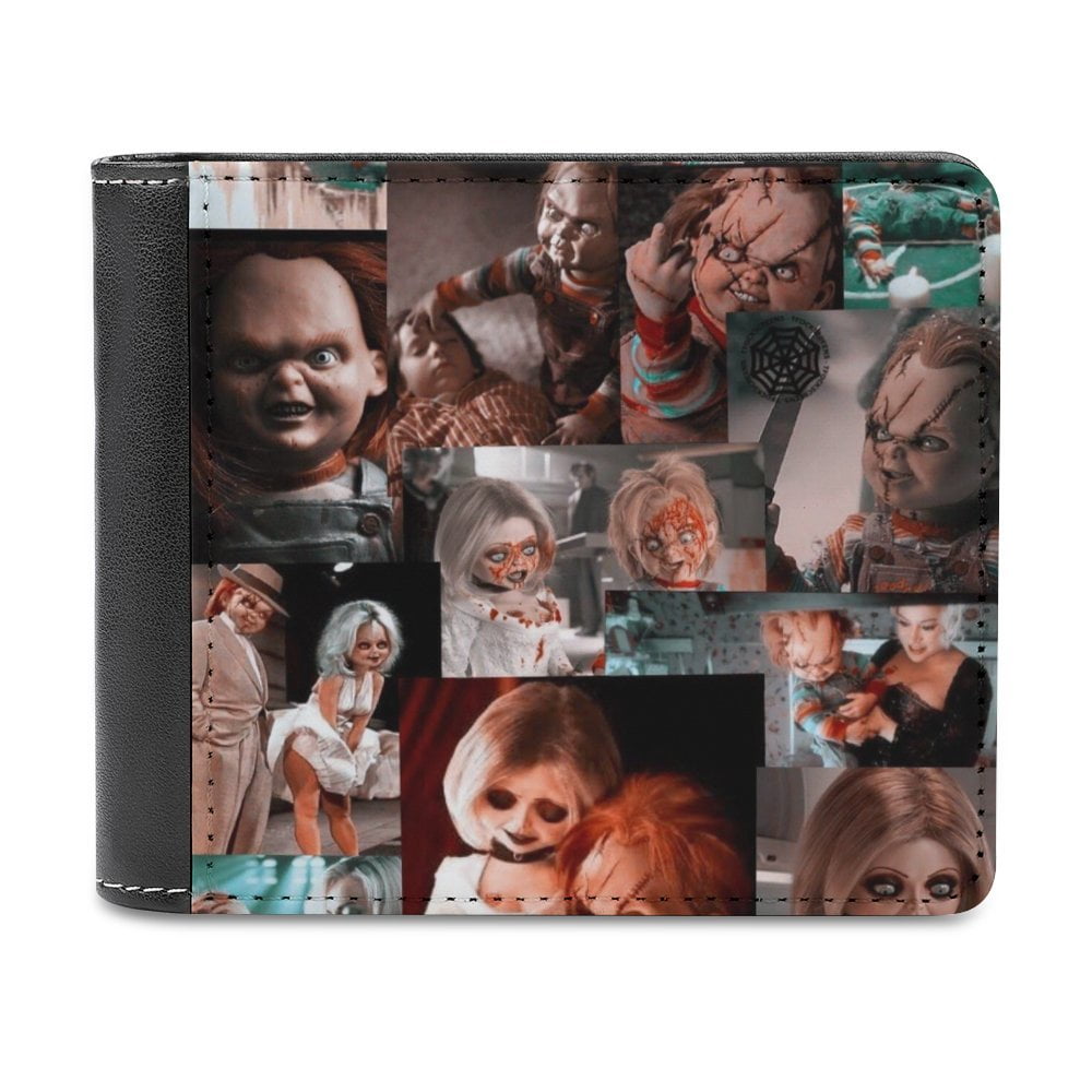 Bride of Chucky Leather Wallet for Men Women Two Fold Purse Slim Cash ...