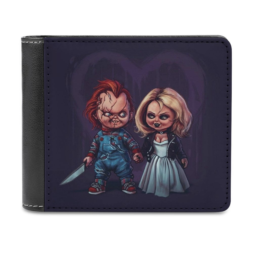Bride of Chucky Leather Wallet for Men Women Two Fold Purse Slim Cash ...