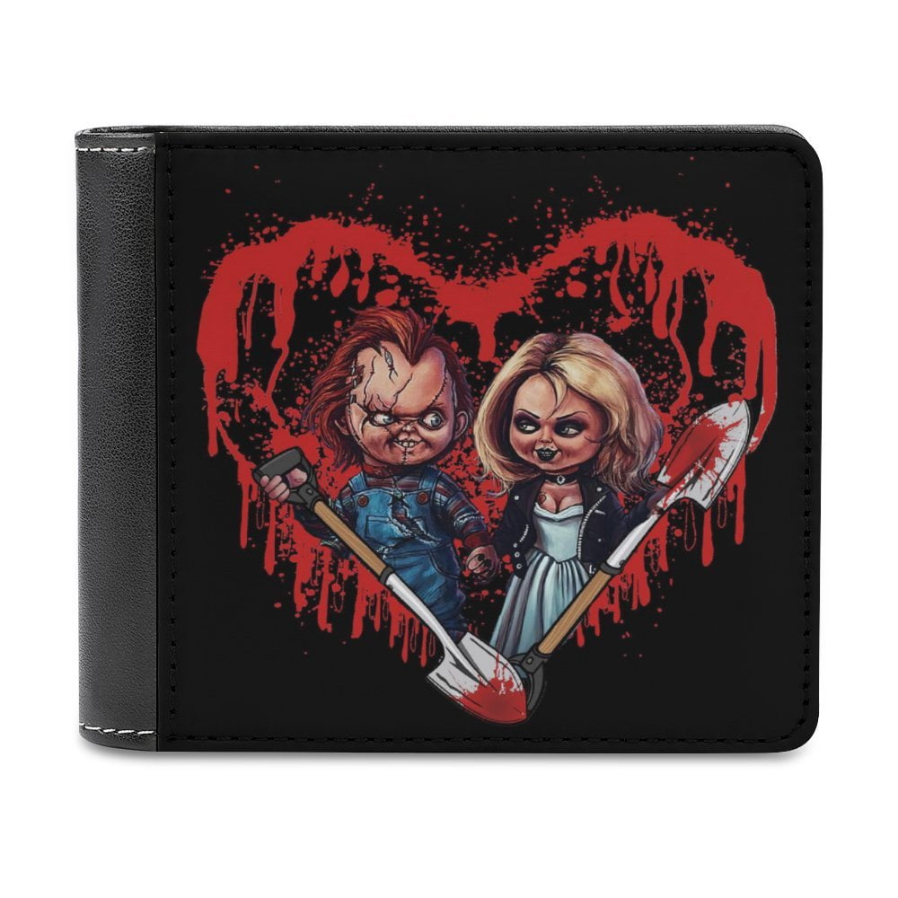 Bride of Chucky Leather Wallet for Men Women Two Fold Purse Slim Cash ...
