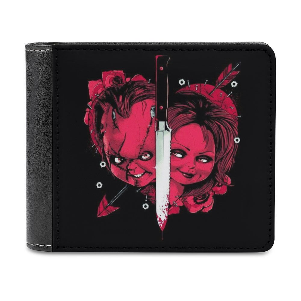 Bride of Chucky Leather Wallet for Men Women Two Fold Purse Slim Cash ...