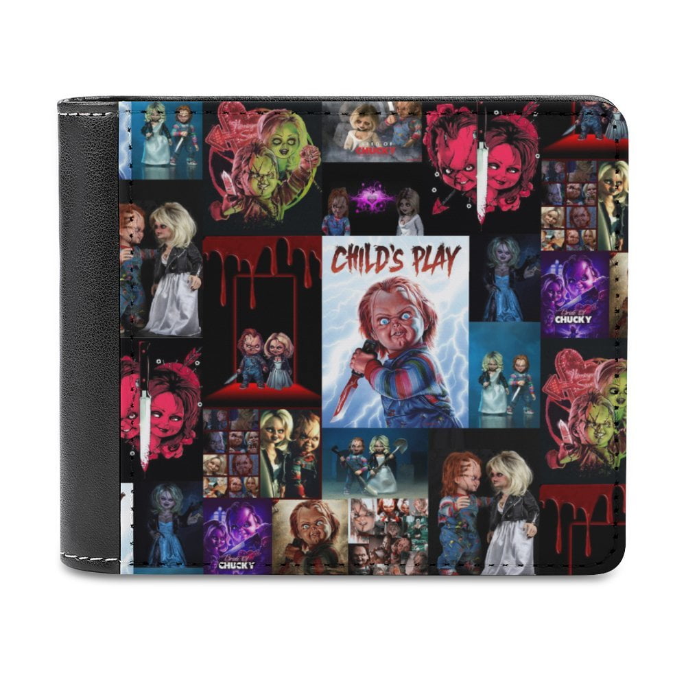 Bride of Chucky Leather Wallet for Men Women Two Fold Purse Slim Cash ...
