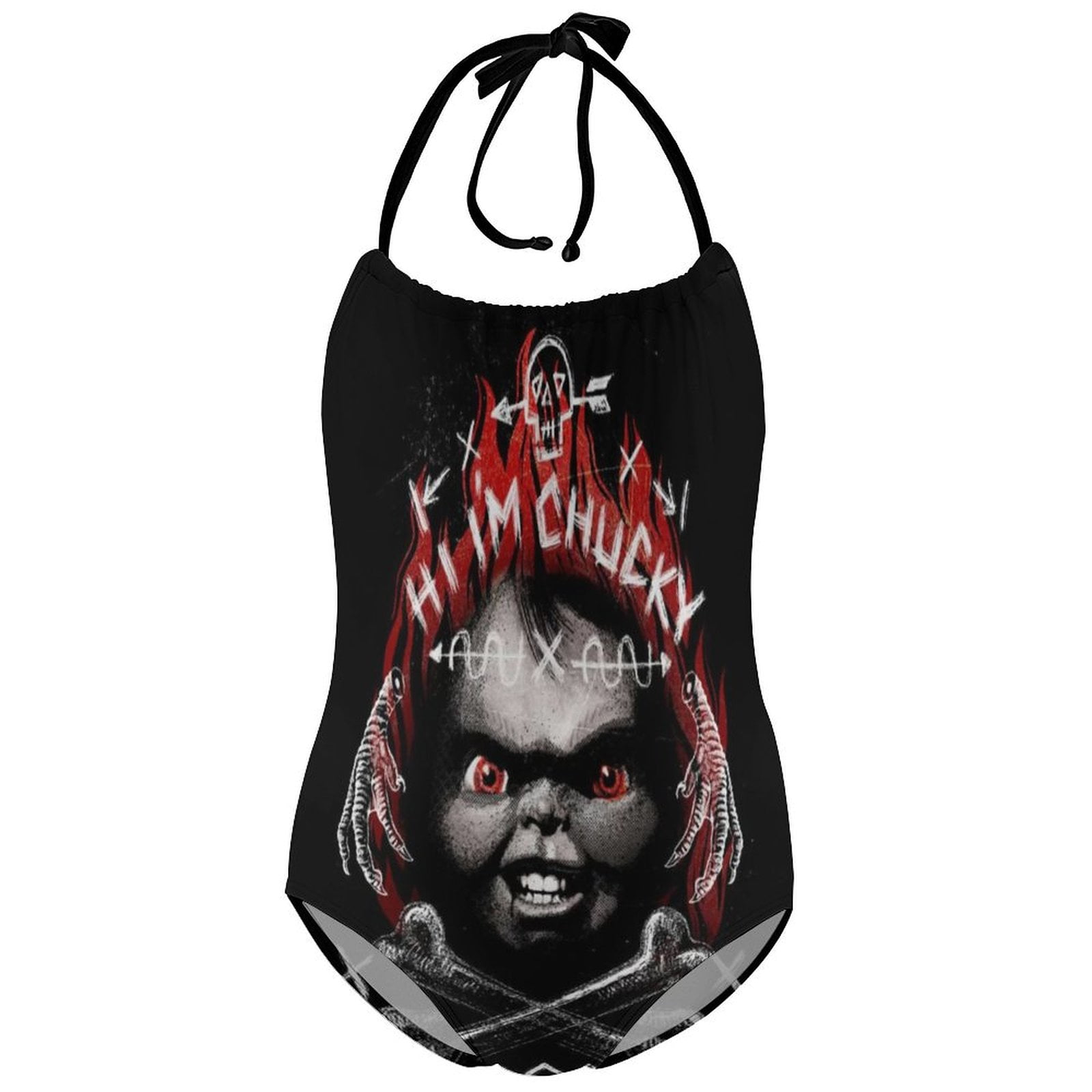 Bride of Chucky One Piece Swimwear Halter Swimsuits For Girls Quick Dry ...