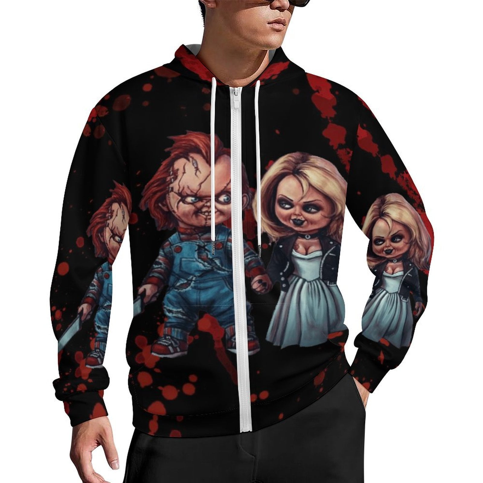 Bride of Chucky Pullover Zip-up Hoodie Loose-fit Sweatshirt Casual ...